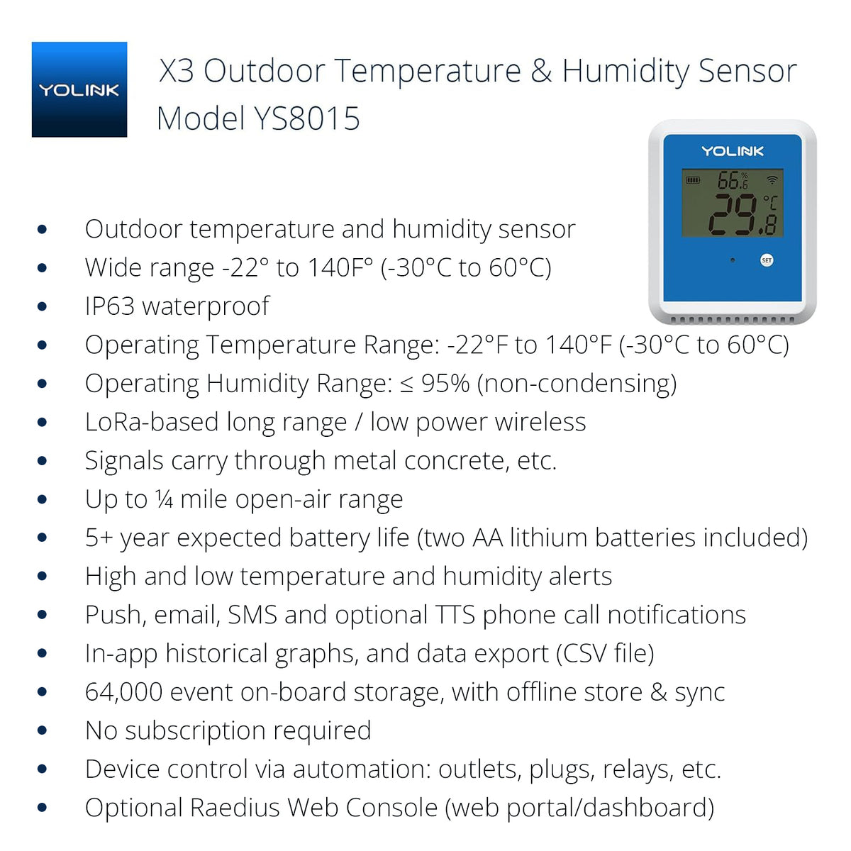 X3 Outdoor Temperature & Humidity Sensor – YoLink