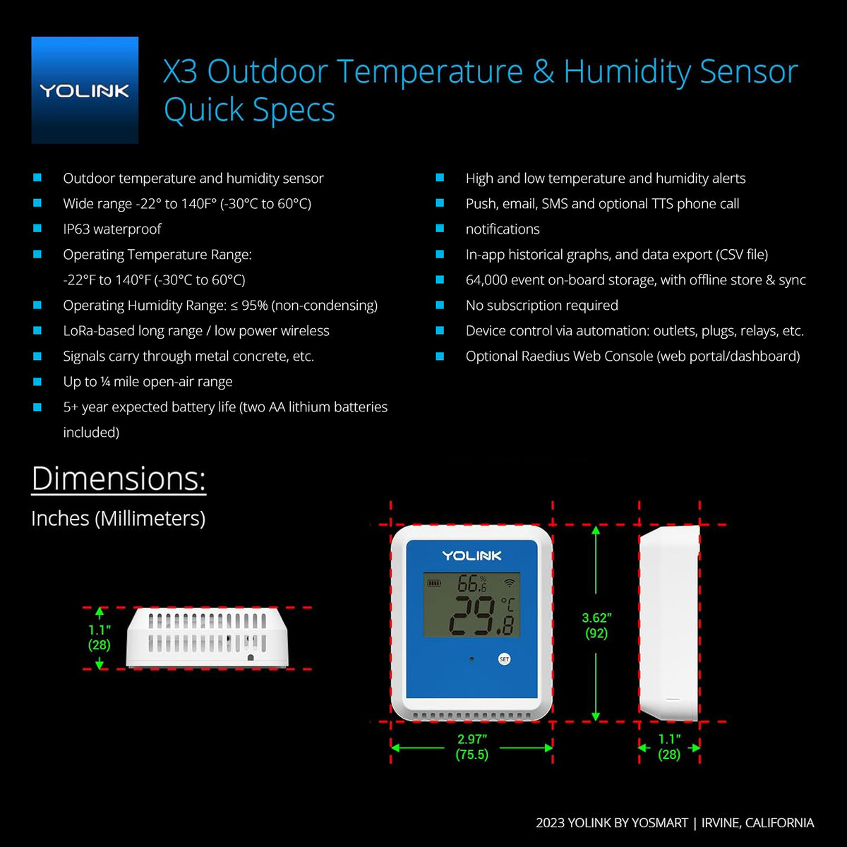 X3 Outdoor Temperature & Humidity Sensor – YoLink