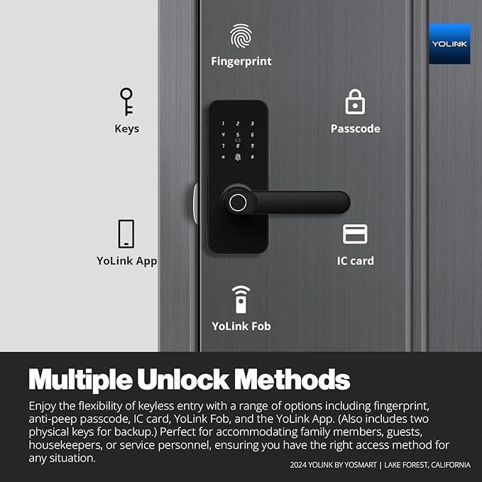 YoLink Smart Lever Lock, Smart Handle Lock, Door Lock with Fingerprint ...