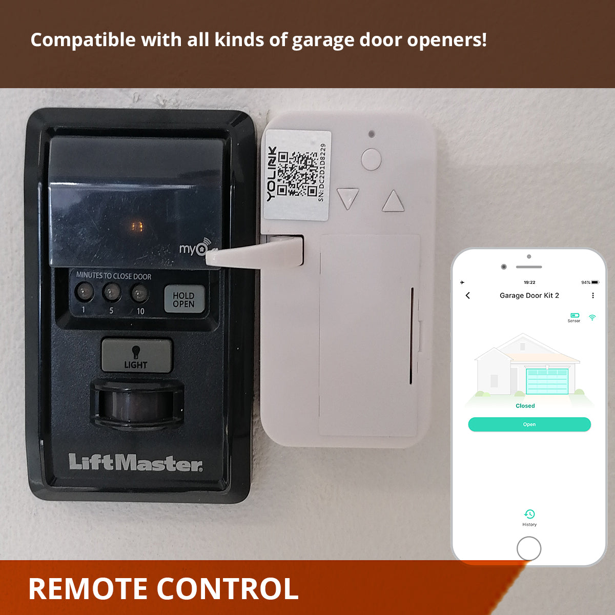 Smart Garage Door Kit 2: Finger Controller, Garage Door Sensor (YoLink